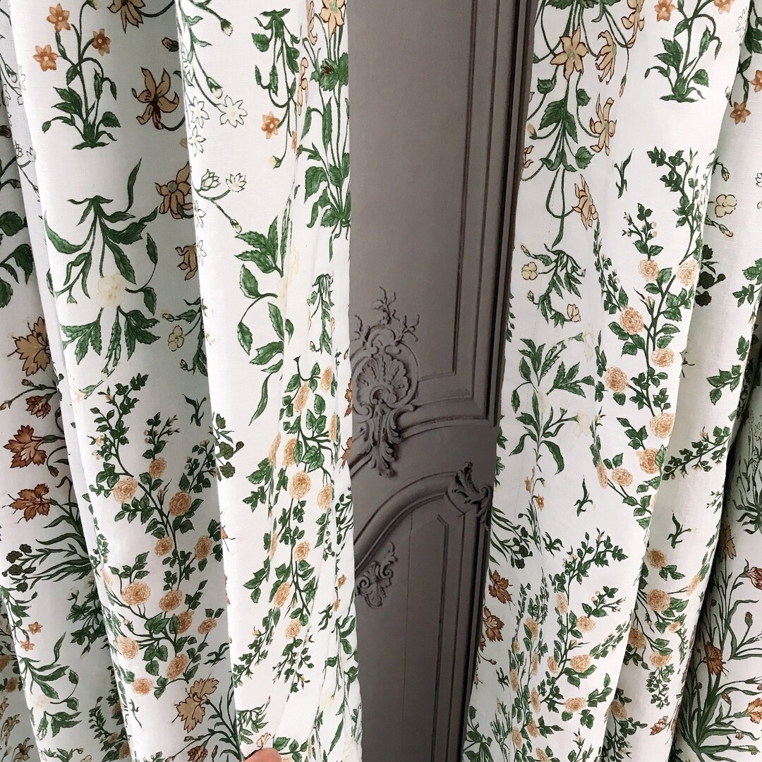 Modern Vintage Brown Multicolor Floral Pattern Washed Linen - Etsy