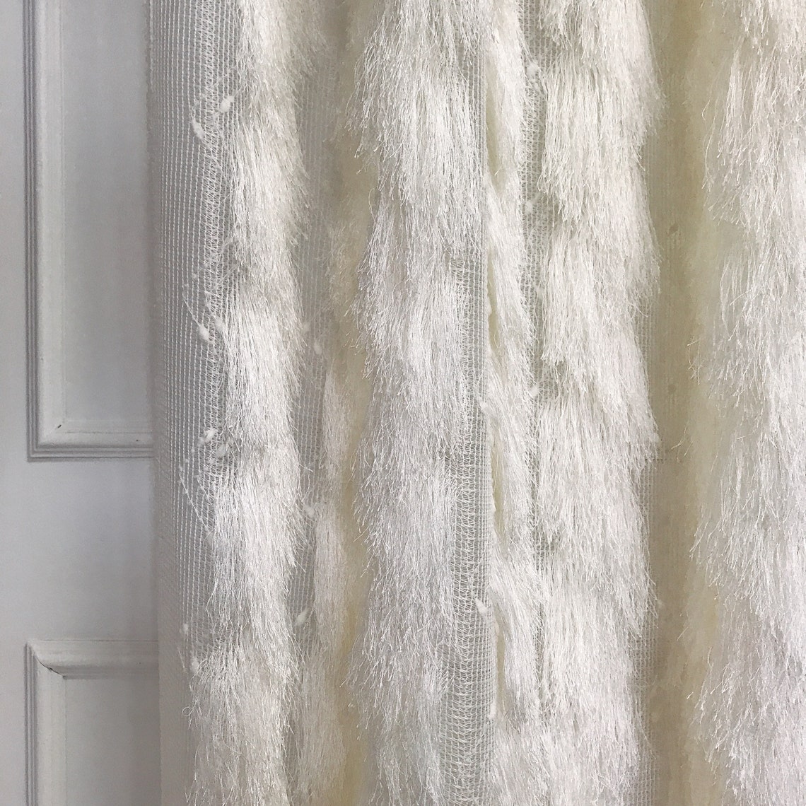 Ivory Sheer With Fringes Accents Drapery Curtain Panel 63 84 - Etsy
