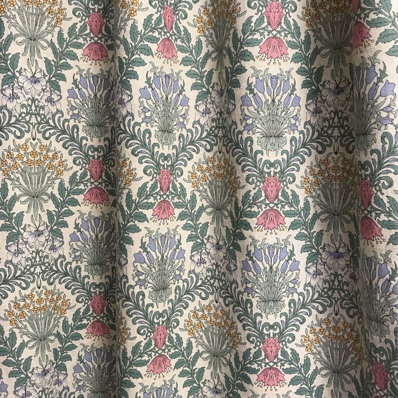 Modern Vintage Pink Floral Botanical Big Pattern Washed Linen - Etsy