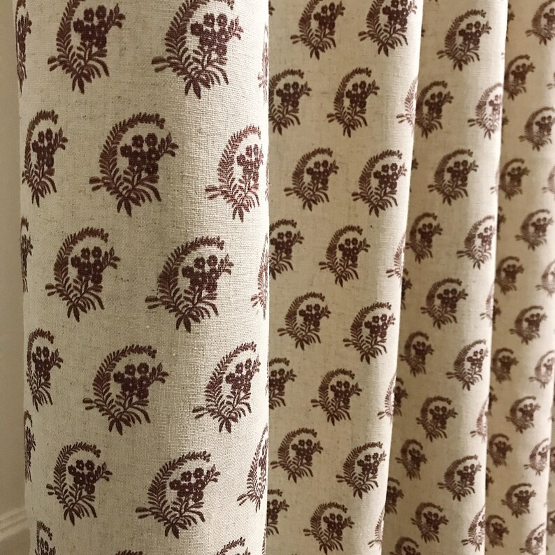 Modern Vintage Brown Floral Leaves Pattern Washed Linen Cotton - Etsy