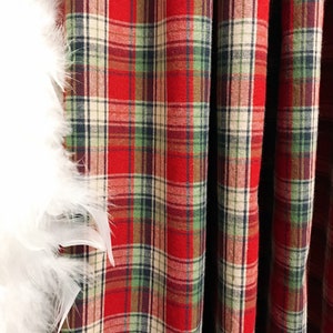 Modern Vintage Red Green Tartan Plaid Pattern Curtain Cotton Drapery ...