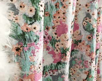 Modern Vintage Pink Large Floral Pattern Washed Linen Cotton Curtains ...