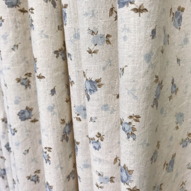 Modern Vintage Blue Purple Floral Pattern Washed Cotton - Etsy