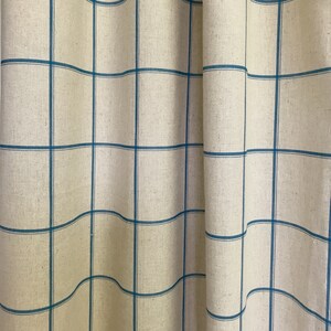Modern Vintage Blue Check Plaid Pattern Washed Linen Cotton Curtain ...