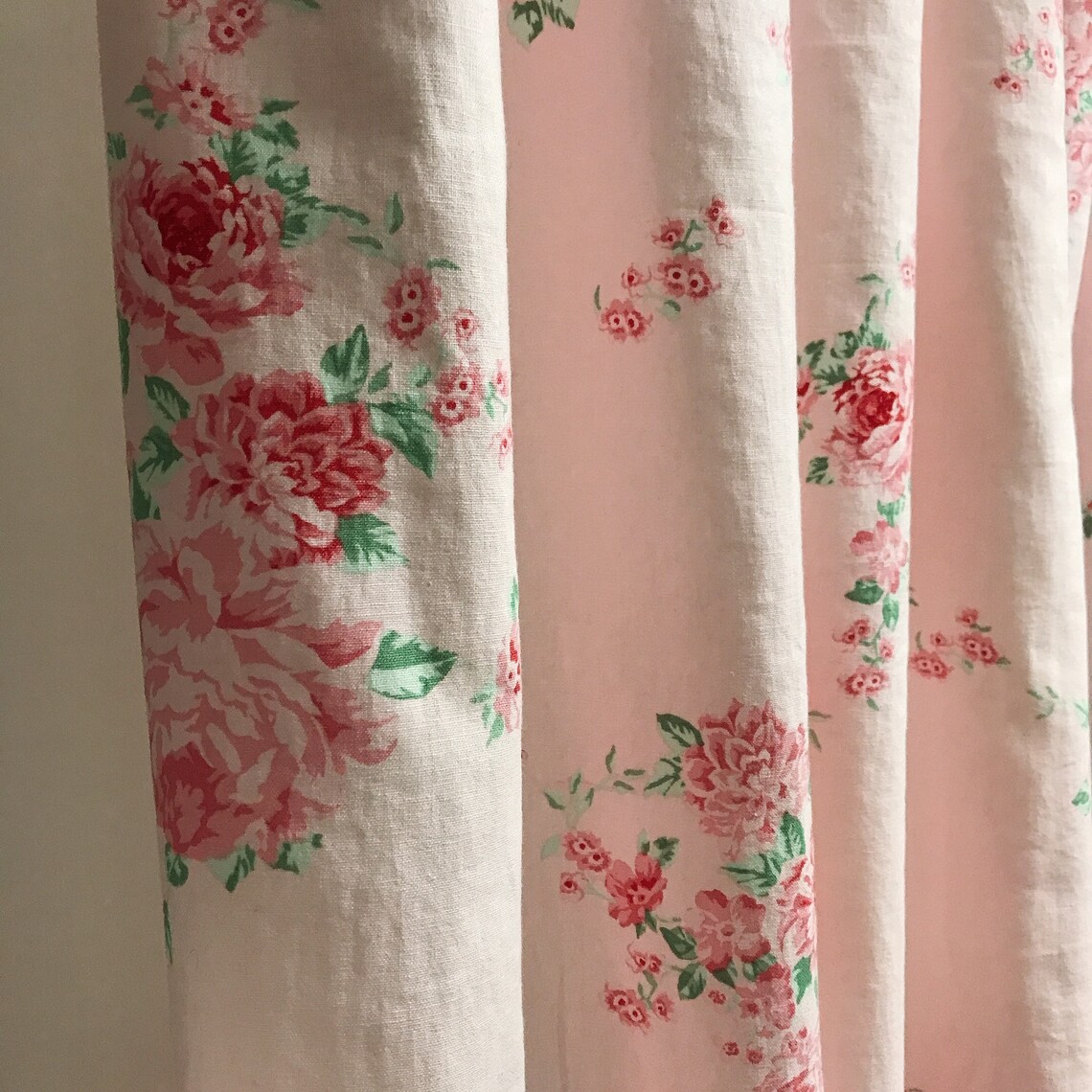 Modern Vintage Pink Large Floral Pattern Washed Linen Cotton - Etsy