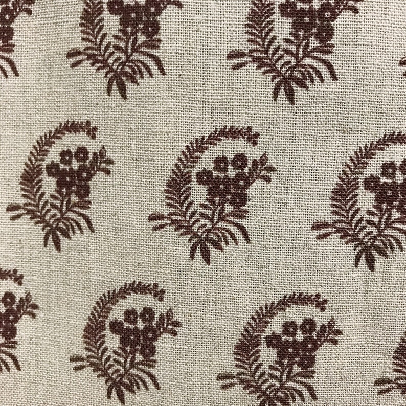 Modern Vintage Brown Floral Leaves Pattern Washed Linen Cotton - Etsy