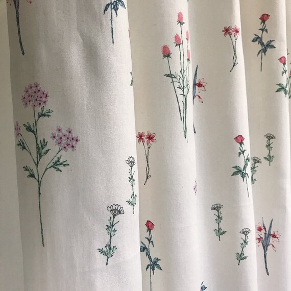 Modern Vintage Floral Pattern Linen Cotton Curtain Ivory - Etsy