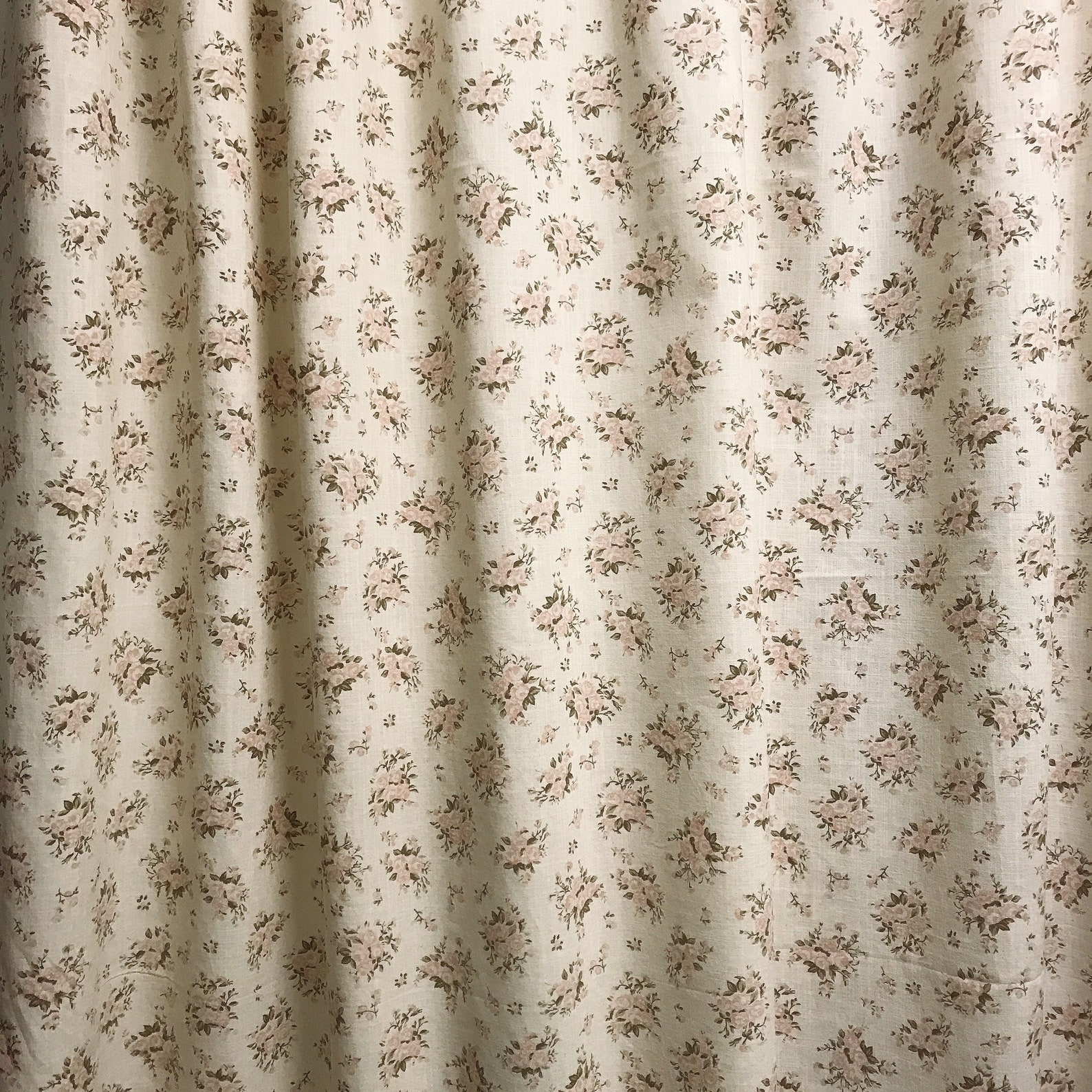 Modern Vintage Pink Roses Pattern Washed Cotton Curtain | Etsy