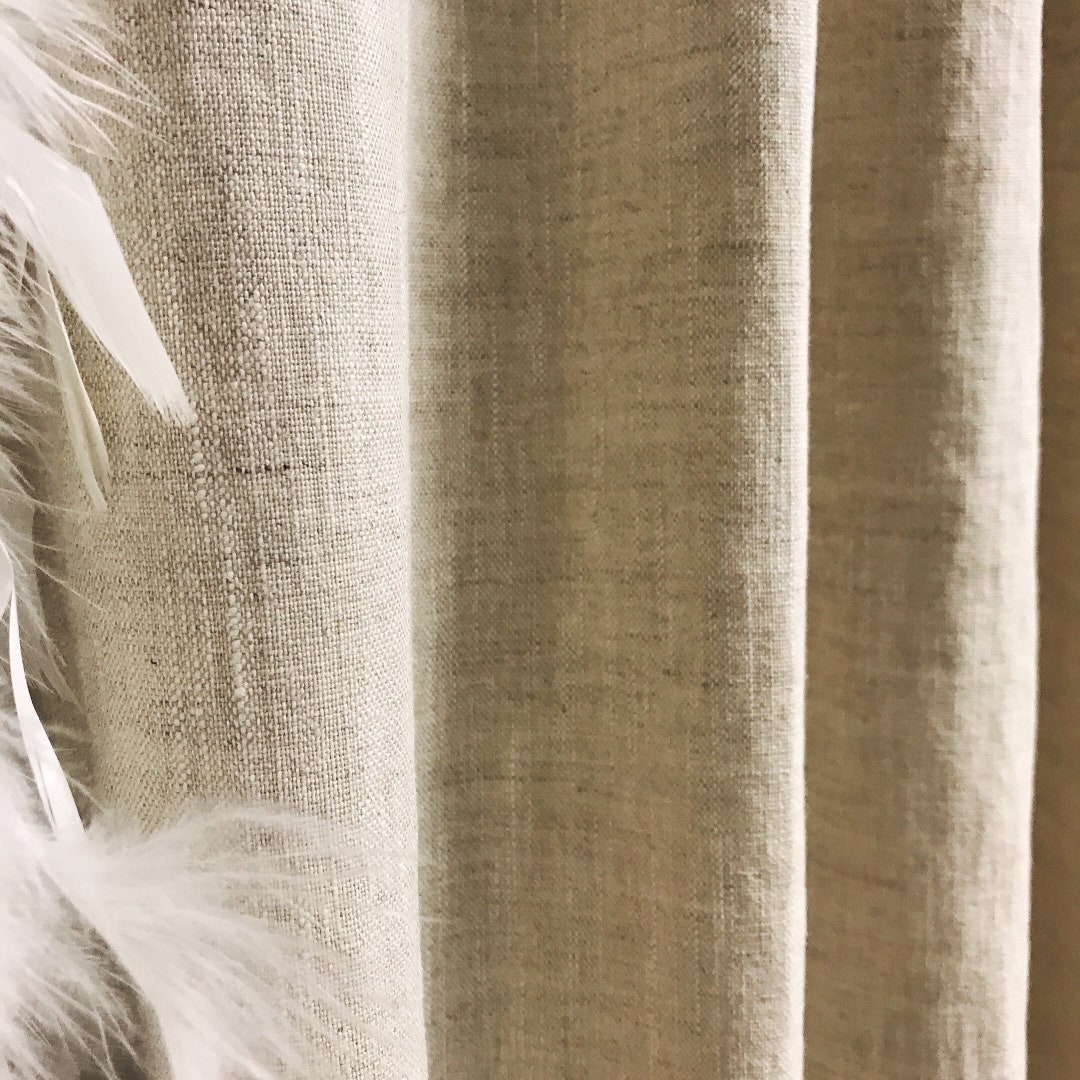 Modern Vintage Natural Cream Beige Washed Linen Curtain Drapery Panel ...