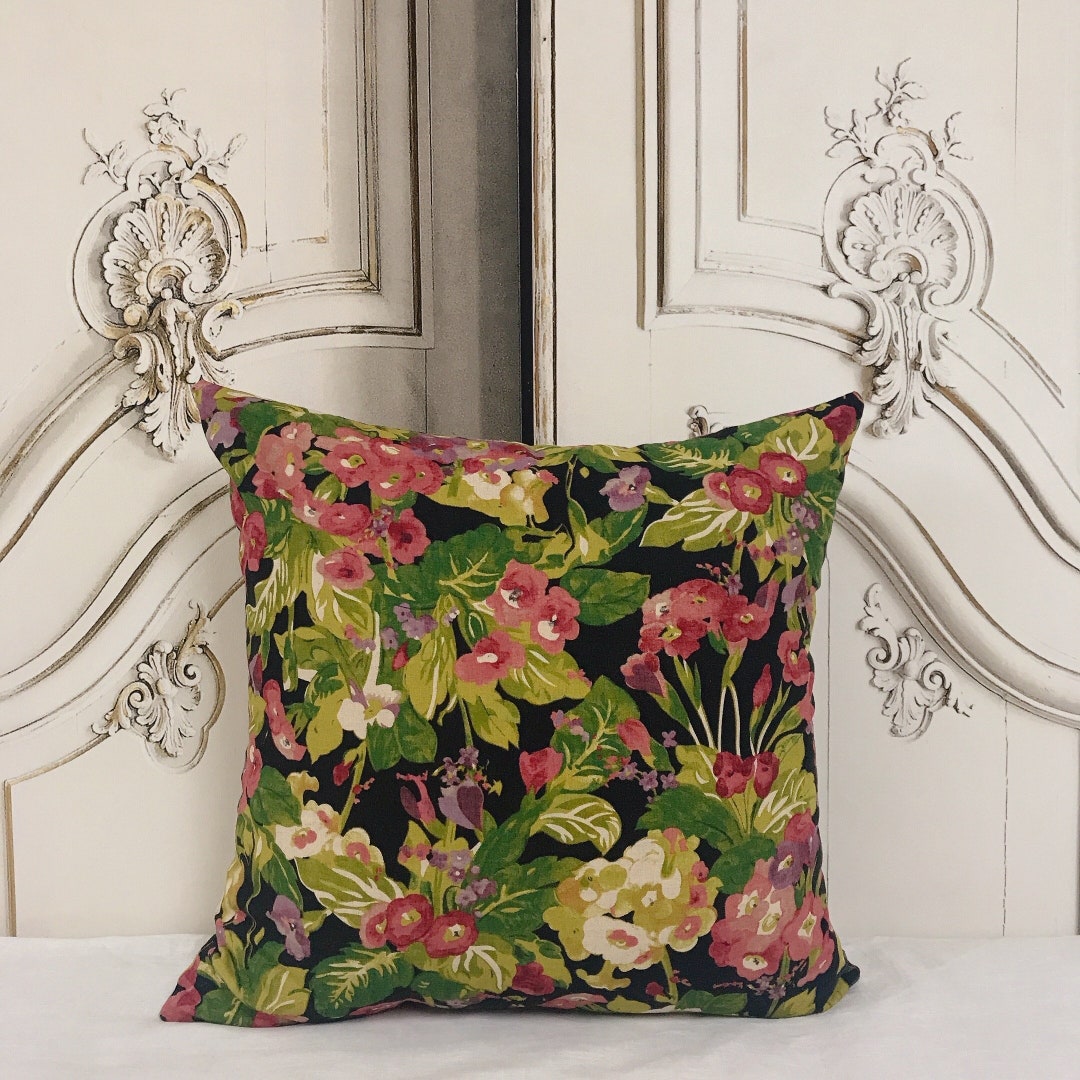 Modern Vintage Light Red Pink Purple Floral Pattern Linen Cotton ...