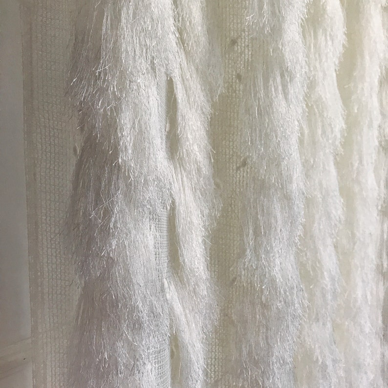 Ivory Sheer With Fringes Accents Drapery Curtain Panel 63 84 - Etsy
