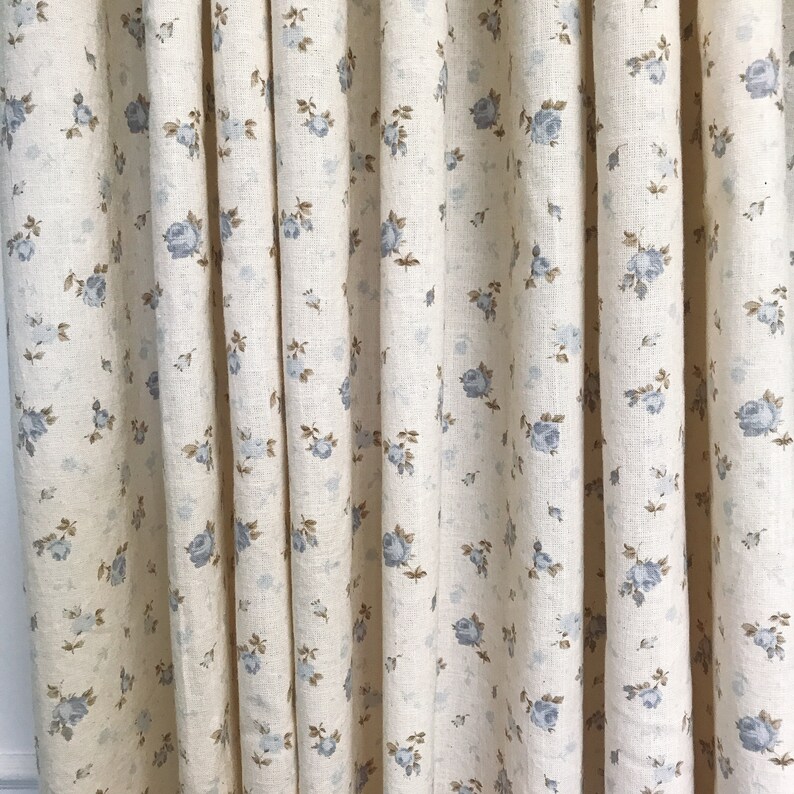 Modern Vintage Blue Purple Floral Pattern Washed Cotton - Etsy