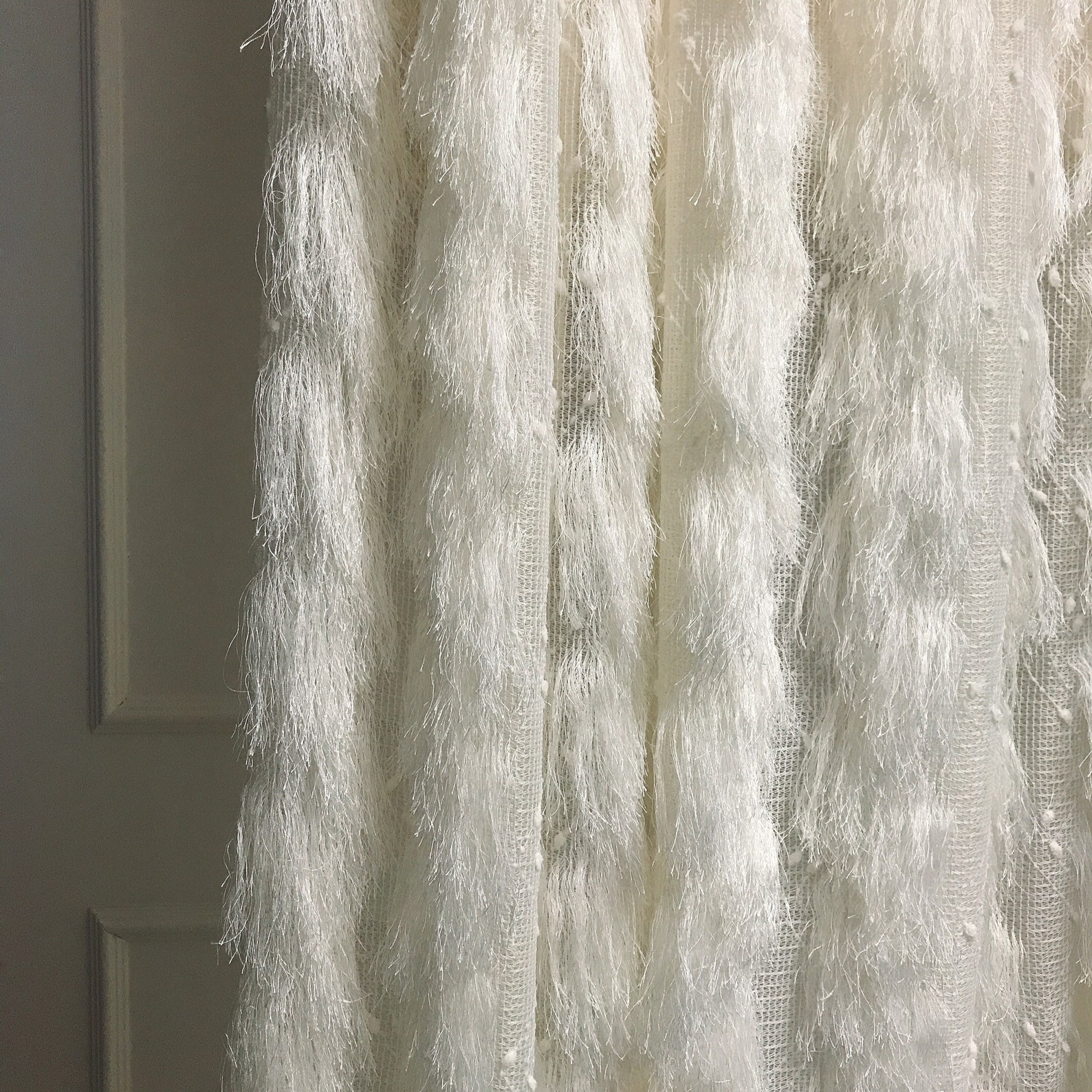 Ivory Sheer With Fringes Accents Drapery Curtain Panel 63 84 - Etsy