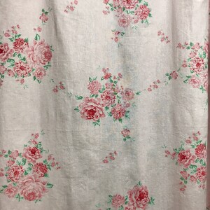 Modern Vintage Pink Large Floral Pattern Washed Linen Cotton Curtains ...