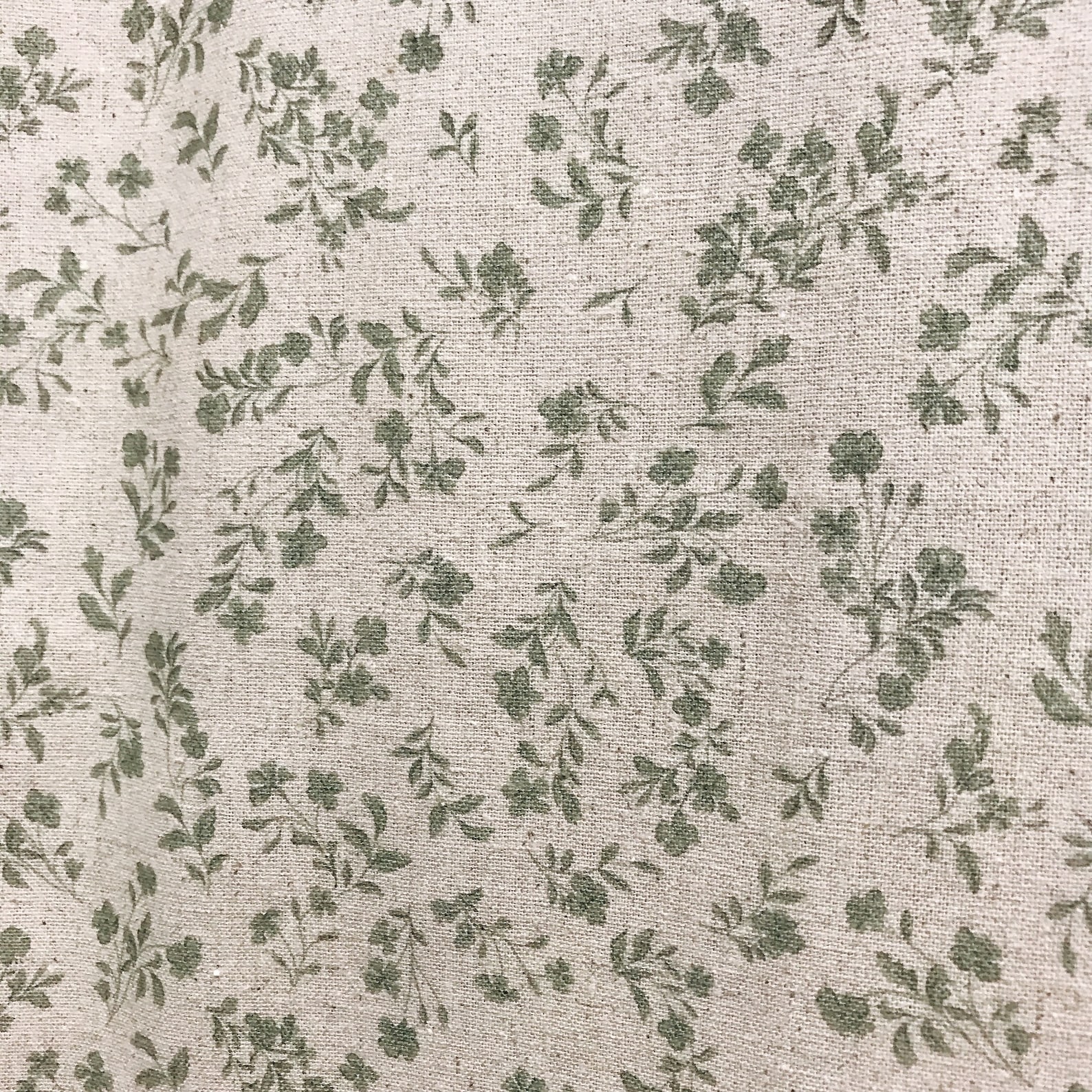 Modern Vintage Sage Green Floral Pattern Washed Linen Cotton - Etsy UK