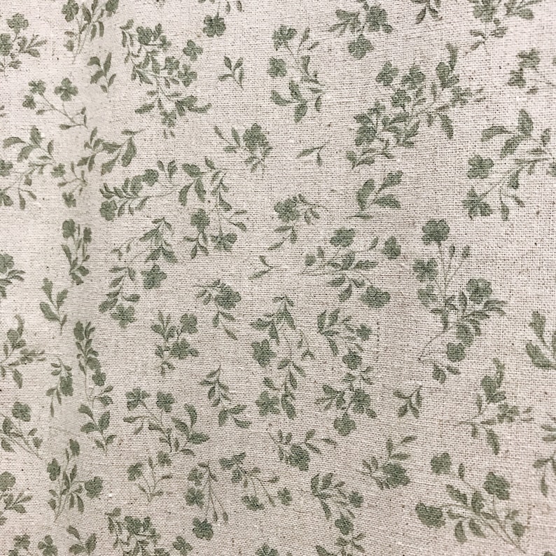 Modern Vintage Sage Green Floral Pattern Washed Linen Cotton - Etsy UK