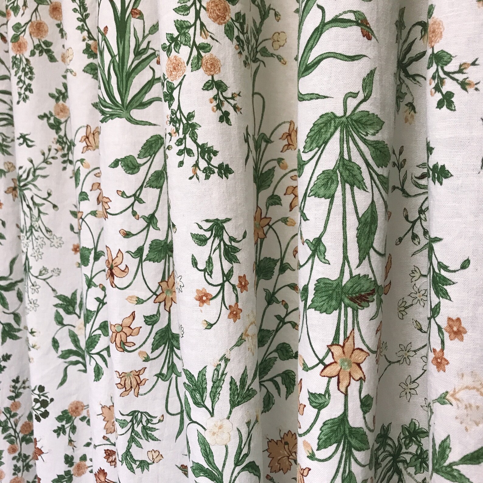 Modern Vintage Brown Multicolor Floral Pattern Washed Linen | Etsy