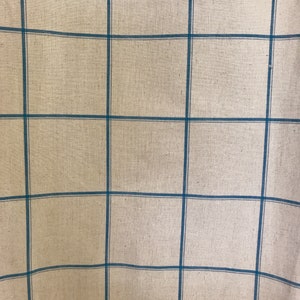 Modern Vintage Blue Check Plaid Pattern Washed Linen Cotton Curtain ...