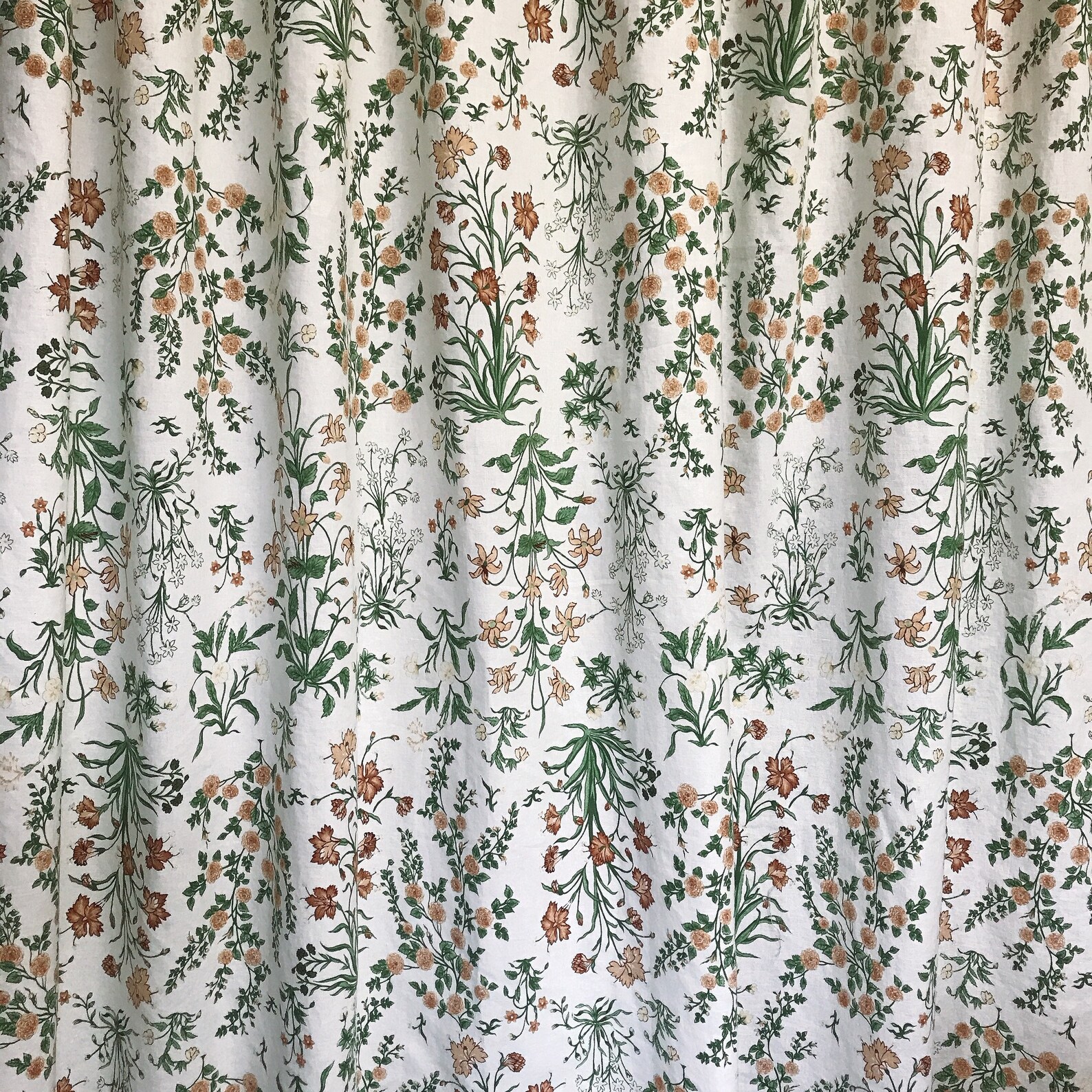 Modern Vintage Brown Multicolor Floral Pattern Washed Linen | Etsy