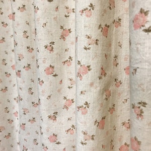 Modern Vintage Pink Floral Pattern Washed Cotton Curtain Natural Beige ...
