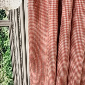 Modern Vintage Red Tiny Plaid Pattern Linen Curtain Dark Shade Natural ...