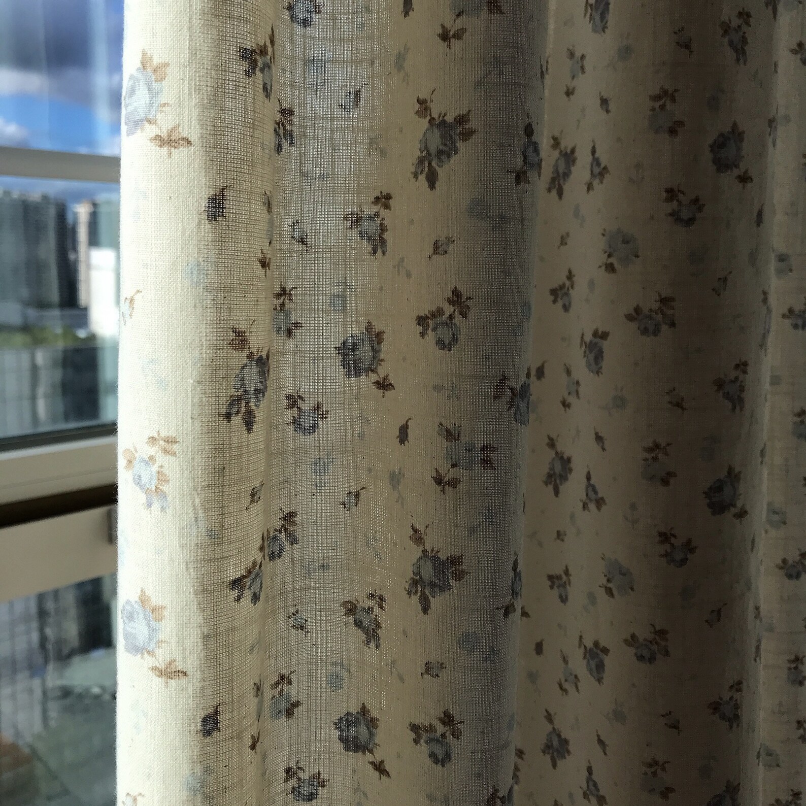 Modern Vintage Blue Purple Floral Pattern Washed Cotton - Etsy