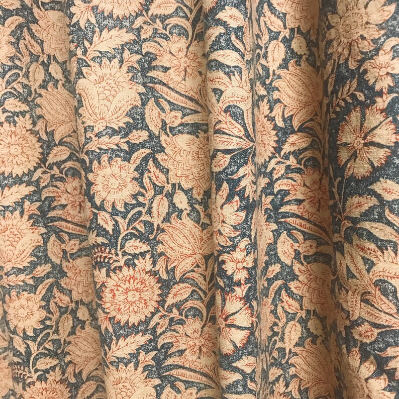 Modern Vintage Beige Wild Flowers Pattern Washed Linen Cotton | Etsy