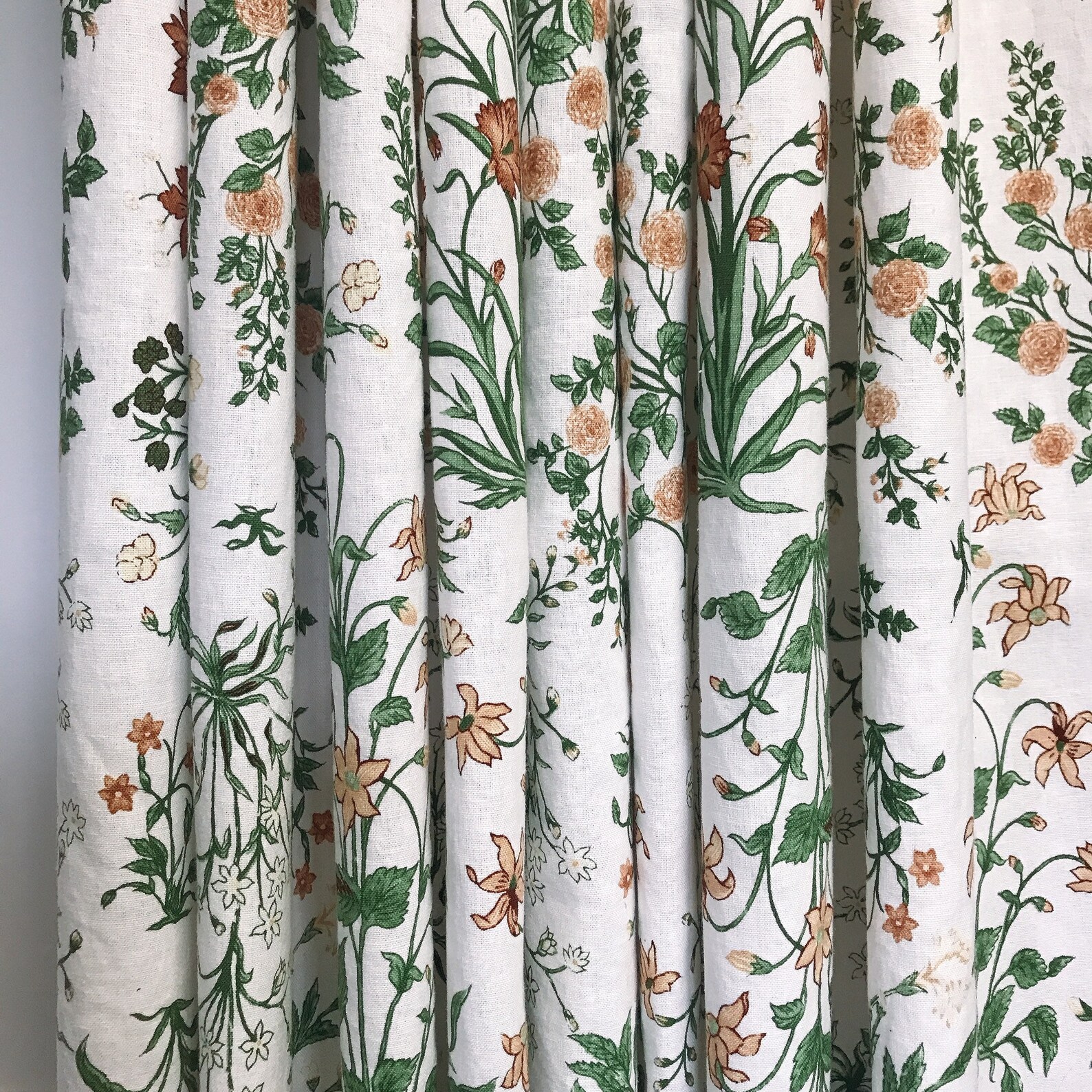 Modern Vintage Brown Multicolor Floral Pattern Washed Linen - Etsy