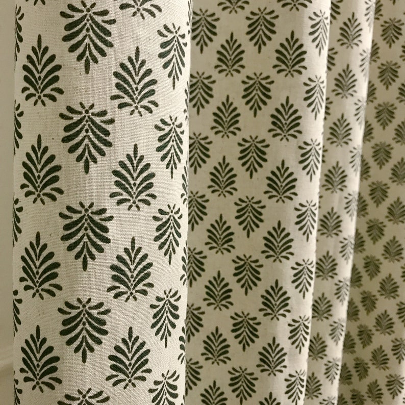 Modern Vintage Deep Green Leaves Pattern Washed Linen Cotton - Etsy
