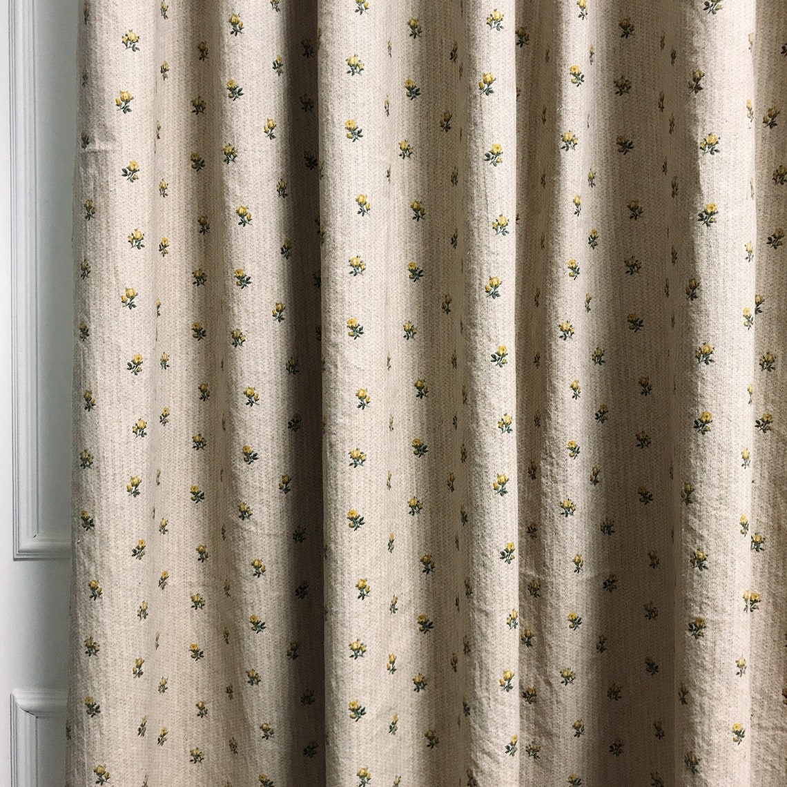 Modern Vintage Yellow Small Floral Pattern Washed Linen Cotton - Etsy