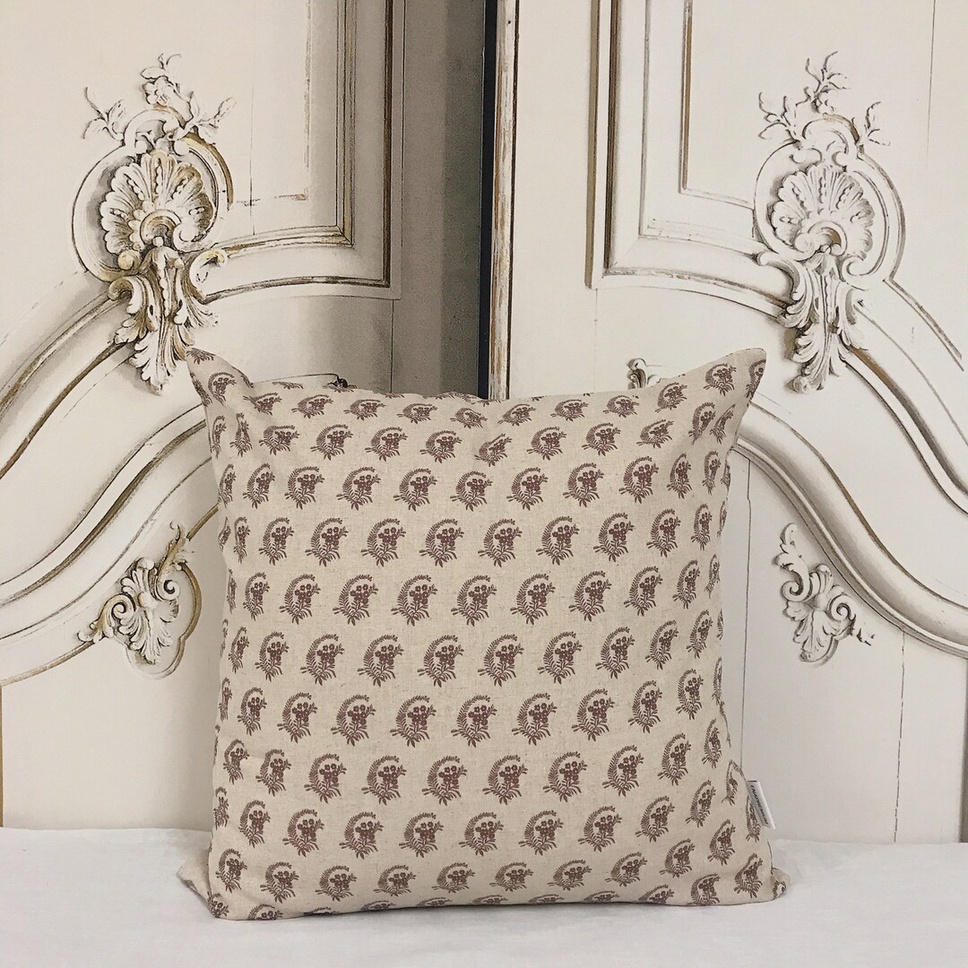 Modern Vintage Brown Floral Leaves Pattern Cushion Cover With Natural ...