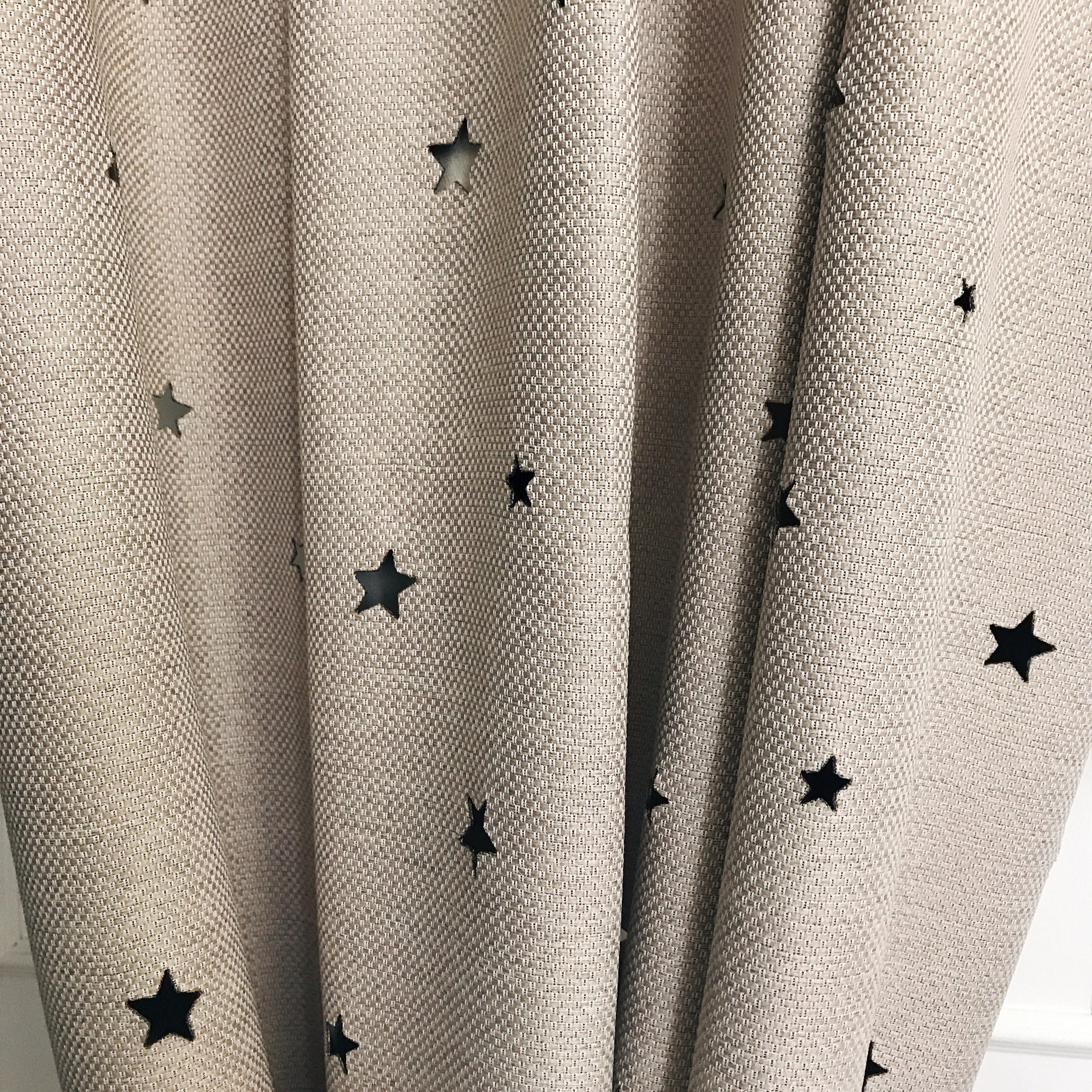 Beige Stars Pattern Cutting Out Faux Linen Semi Blackout - Etsy
