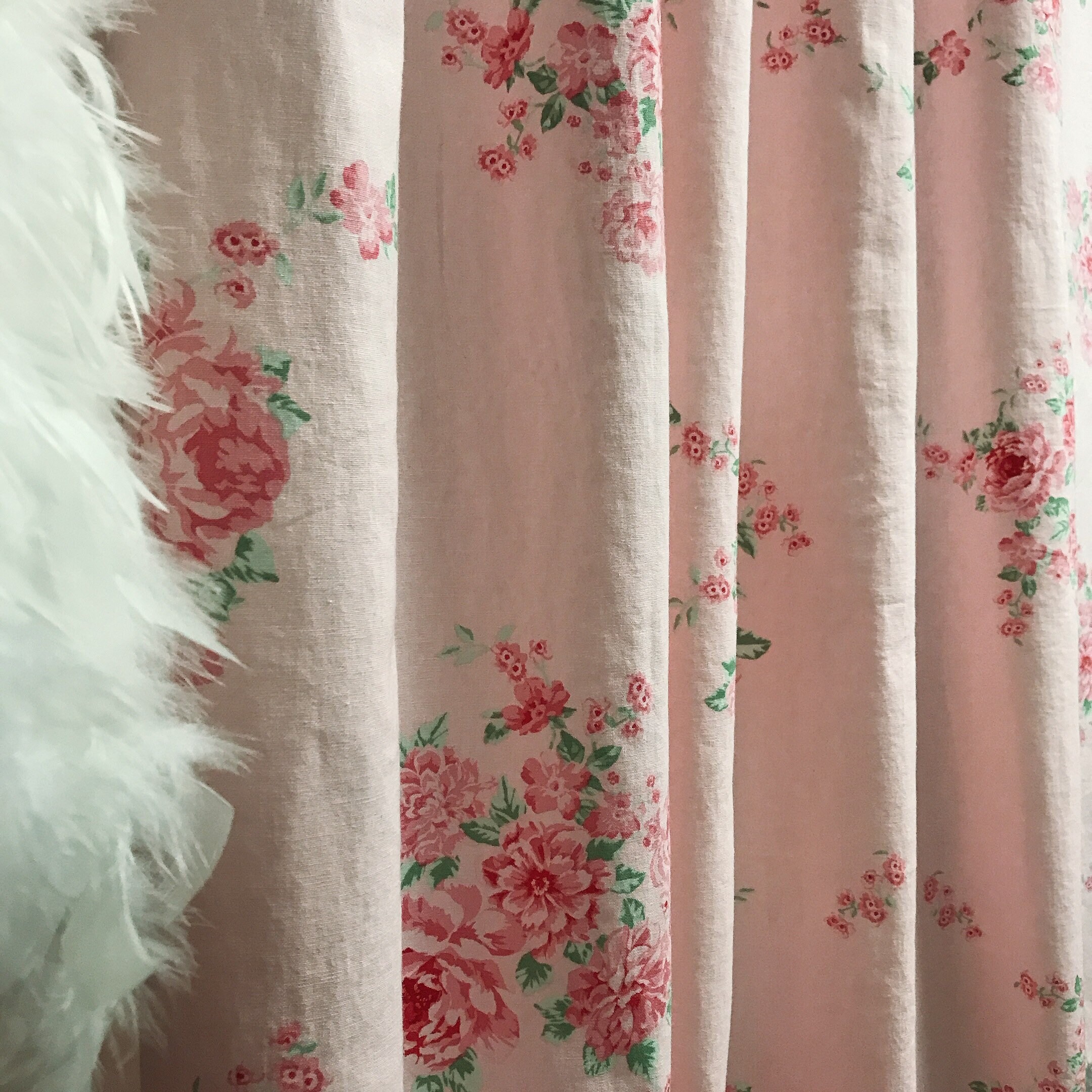 Modern Vintage Pink Large Floral Pattern Washed Linen Cotton - Etsy UK