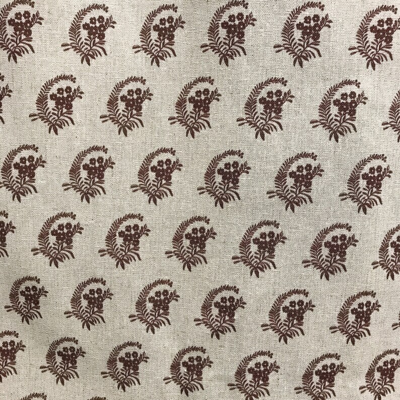 Modern Vintage Brown Floral Leaves Pattern Washed Linen Cotton - Etsy