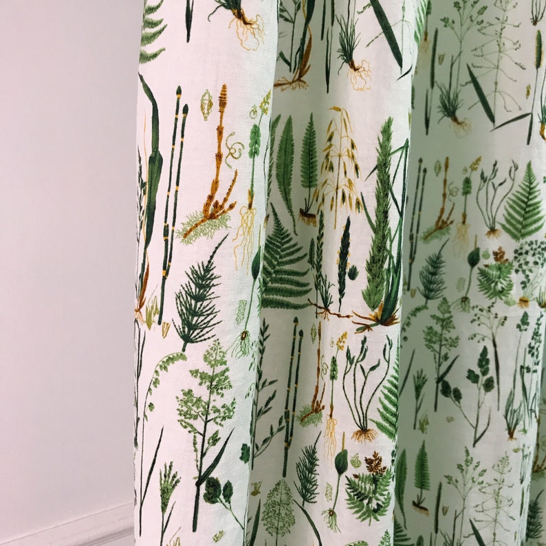Modern Vintage Green Plants Pattern Washed Linen Cotton - Etsy