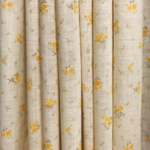 Modern Vintage Pale Orange Yellow Floral Pattern Washed Cotton Curtain ...