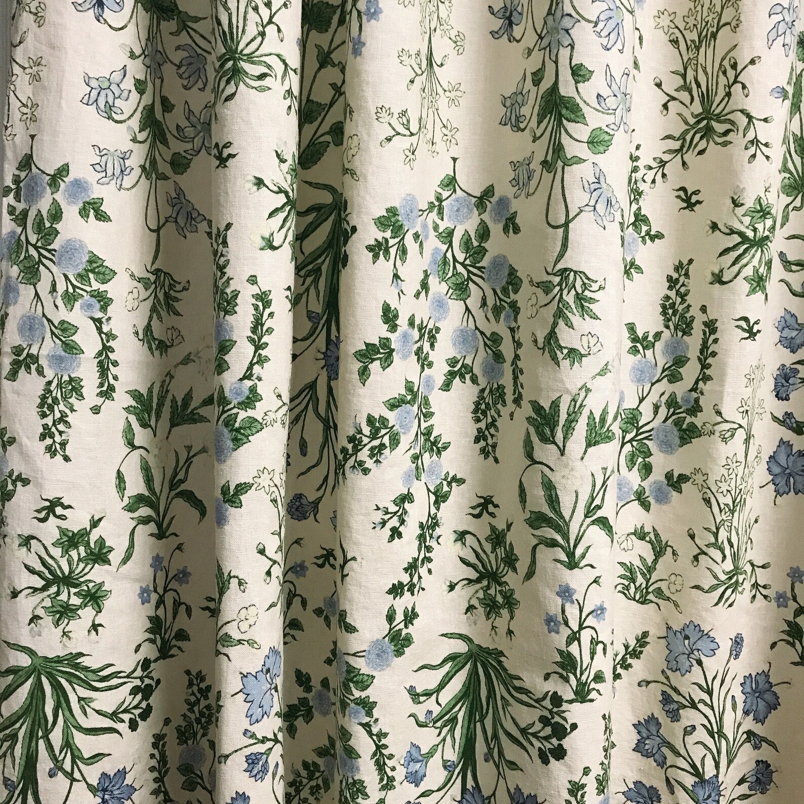 Modern Vintage Light Sky Blue Floral Pattern Washed Linen - Etsy