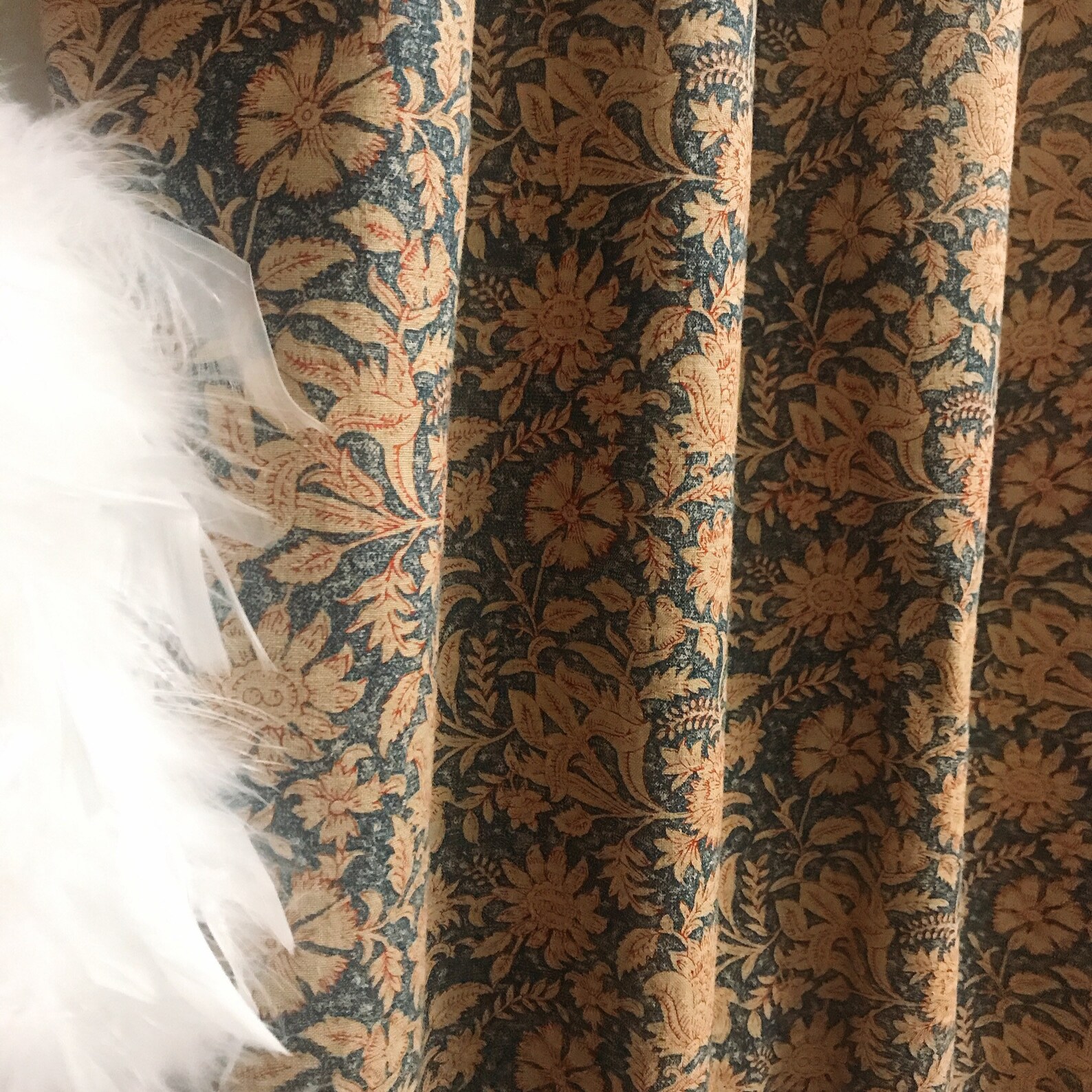 Modern Vintage Beige Wild Flowers Pattern Washed Linen Cotton | Etsy