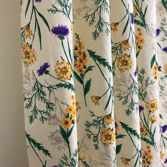 Modern Vintage Wild Flowers Pattern Bio Washed Linen Cotton | Etsy