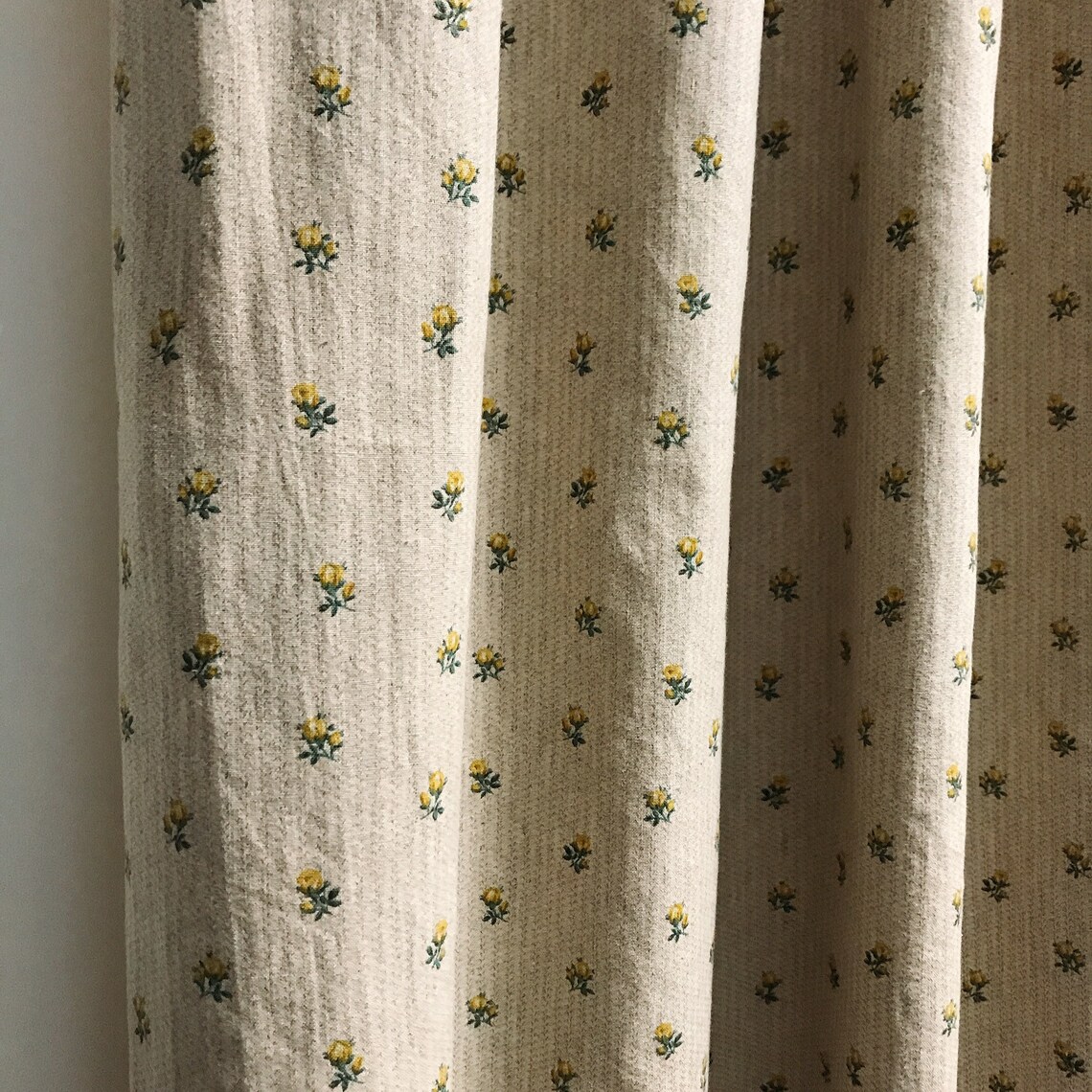 Modern Vintage Yellow Small Floral Pattern Washed Linen Cotton - Etsy