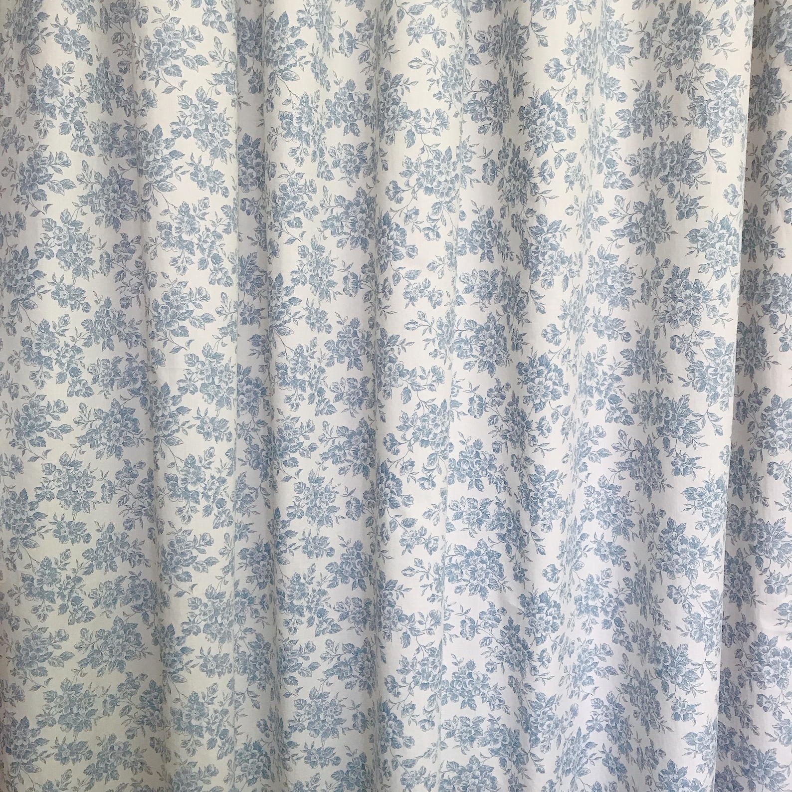 Modern Vintage Blue Floral Pattern Soft Cotton Curtain Ivory - Etsy