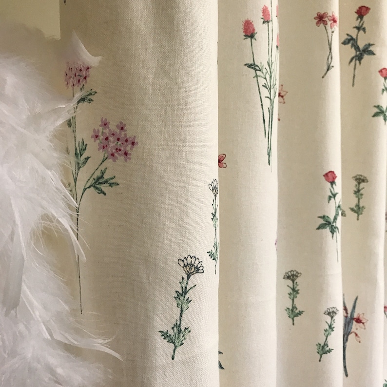 Modern Vintage Floral Pattern Linen Cotton Curtain Ivory - Etsy