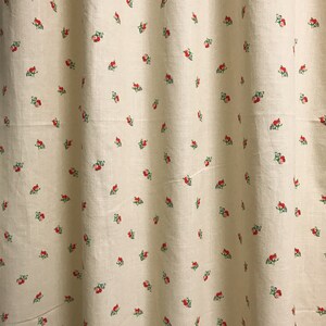 Modern Vintage Scarlet Red Pink Tiny Floral Pattern Cotton Curtain ...