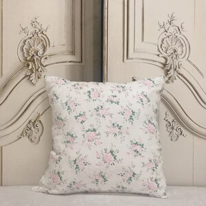 Modern Vintage Pink Roses Floral Pattern Cushion Cover With White ...