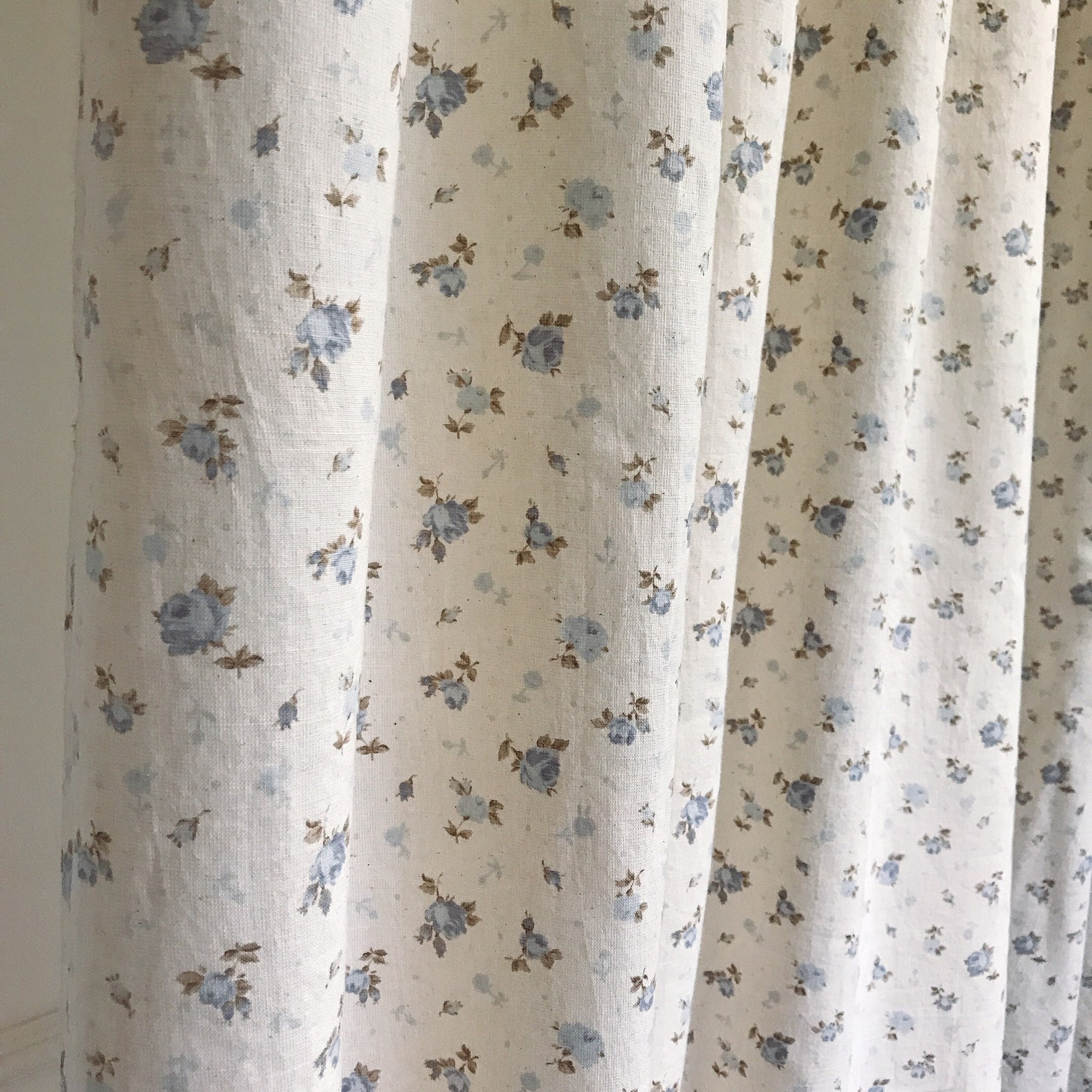 Modern Vintage Blue Purple Floral Pattern Washed Cotton - Etsy