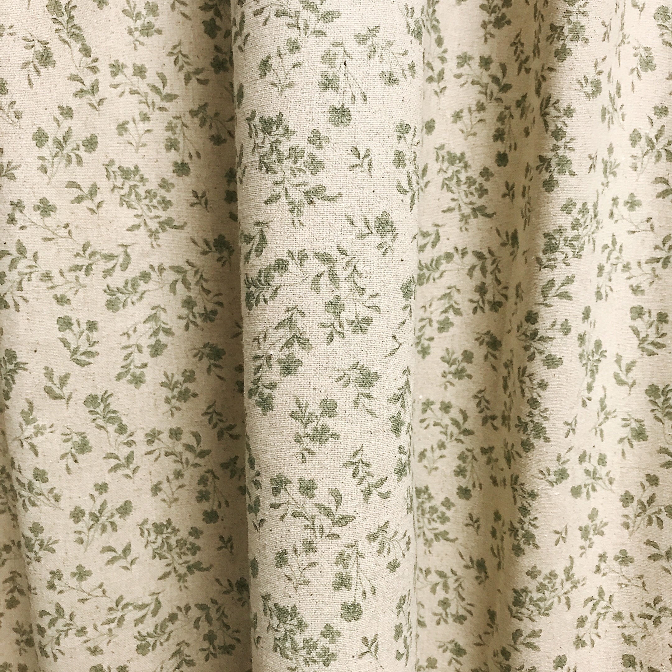 Modern Vintage Sage Green Floral Pattern Washed Linen Cotton - Etsy UK