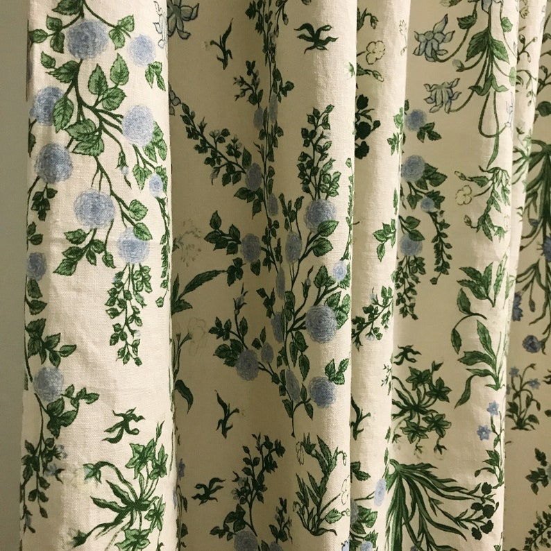 Modern Vintage Light Sky Blue Floral Pattern Washed Linen - Etsy