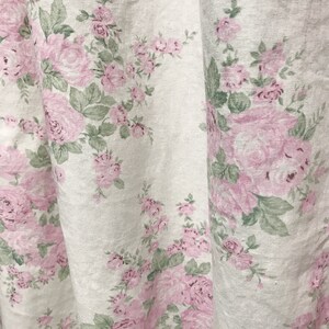 Modern Vintage Light Pink Floral Pattern Washed Linen Cotton Curtain ...