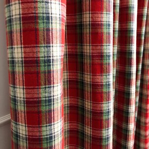 Modern Vintage Red Green Tartan Plaid Pattern Curtain Cotton Drapery ...