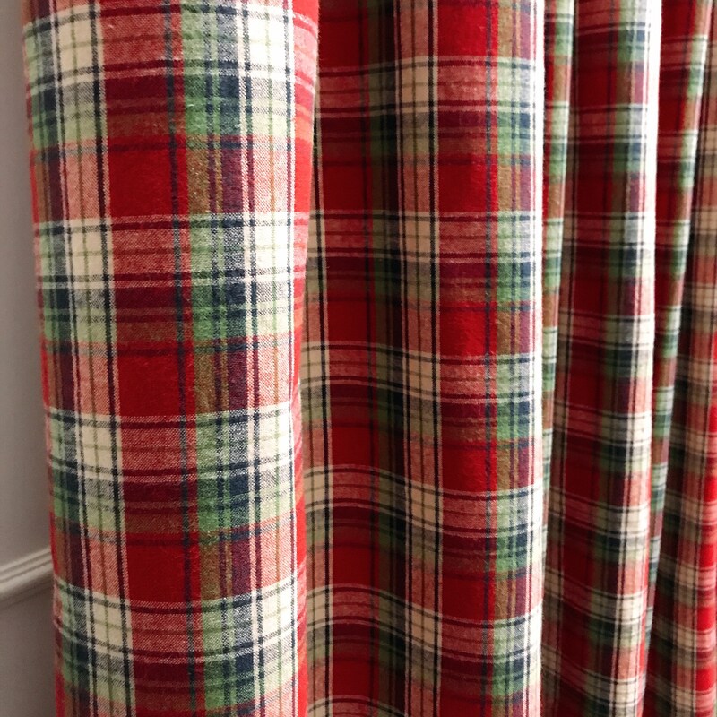Green Checked Curtains - Etsy